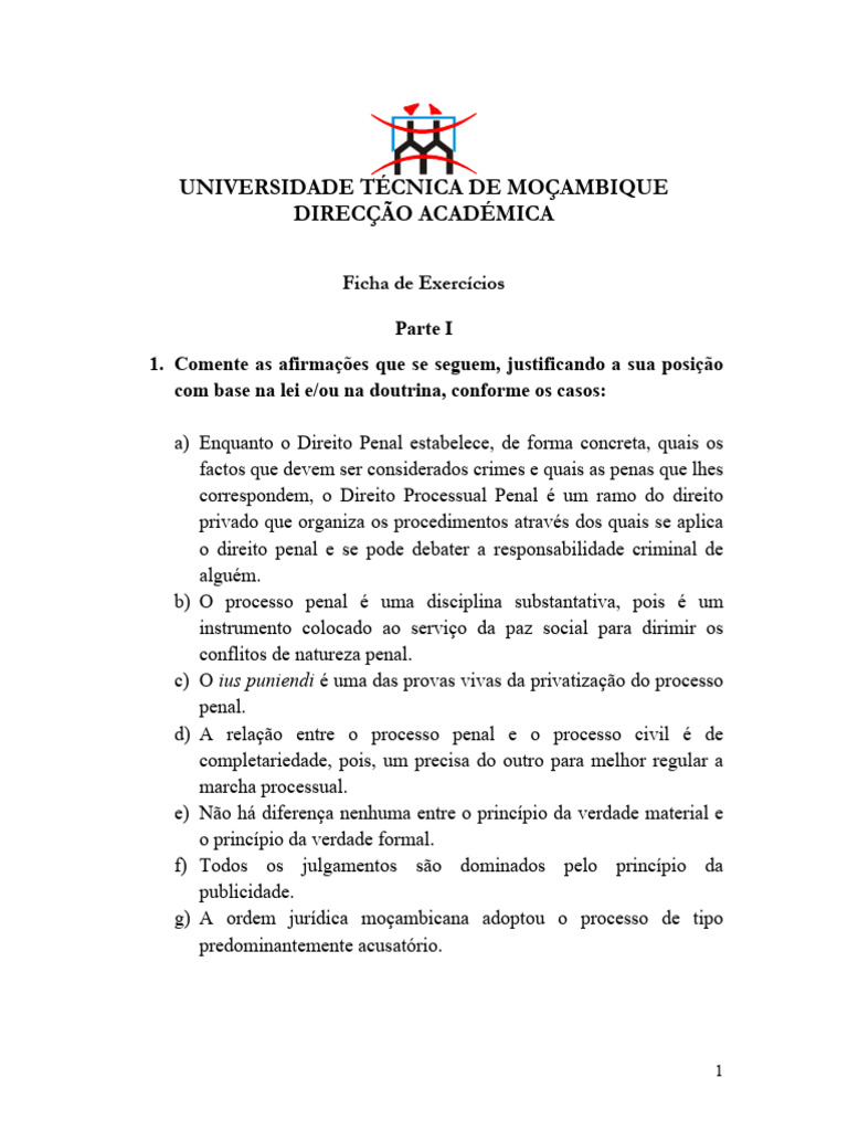 Ficha de Exercícios I DPP I | PDF