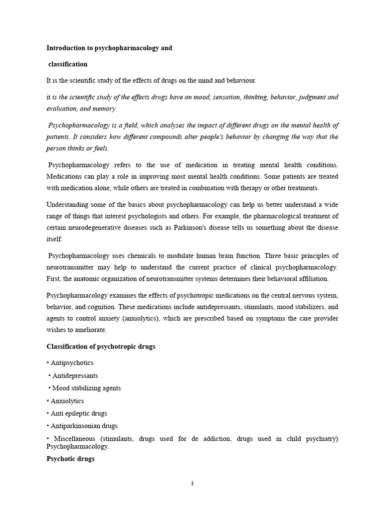 Introduction - To - Psychopharmacology Swaira | PDF