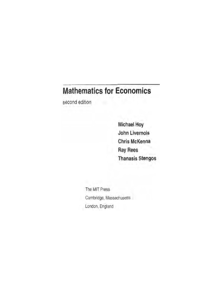 HOY - Mathematics For Economics - 2nd Edition | PDF