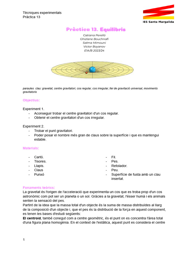 Pràctica 13_ Equilibris | PDF