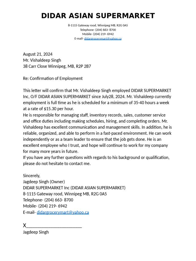 DIDAR ASIAN SUPERMARKET (Vishaldeep Singh) | PDF