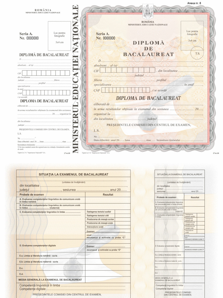 ANEXA 8 - Diploma de Bacalaureat | PDF