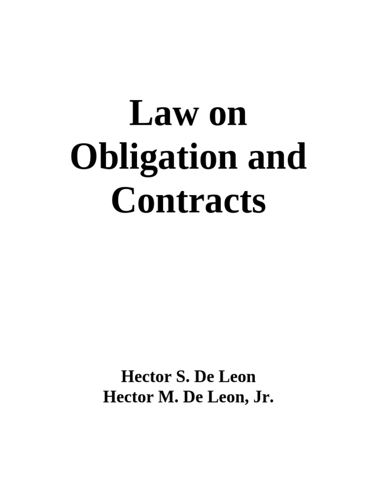 Law on Obligation and Contracts | PDF