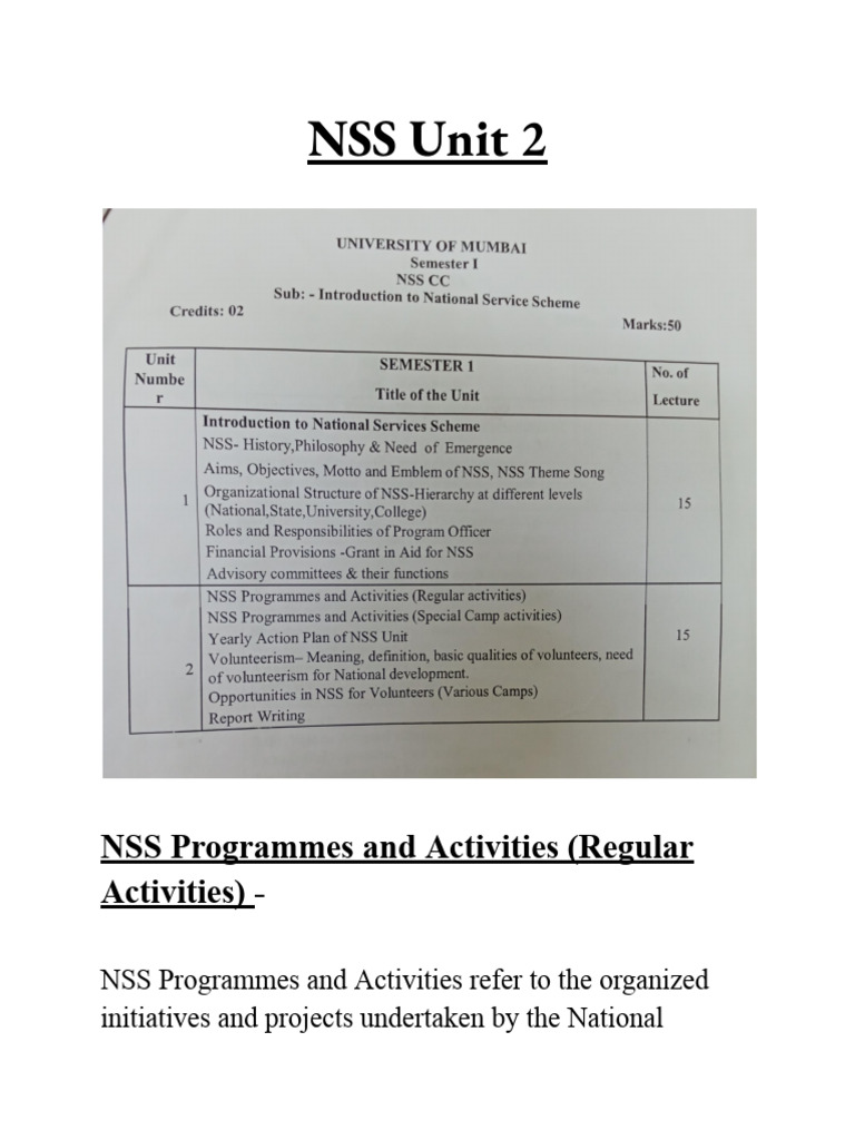 NSS Unit 2 | PDF