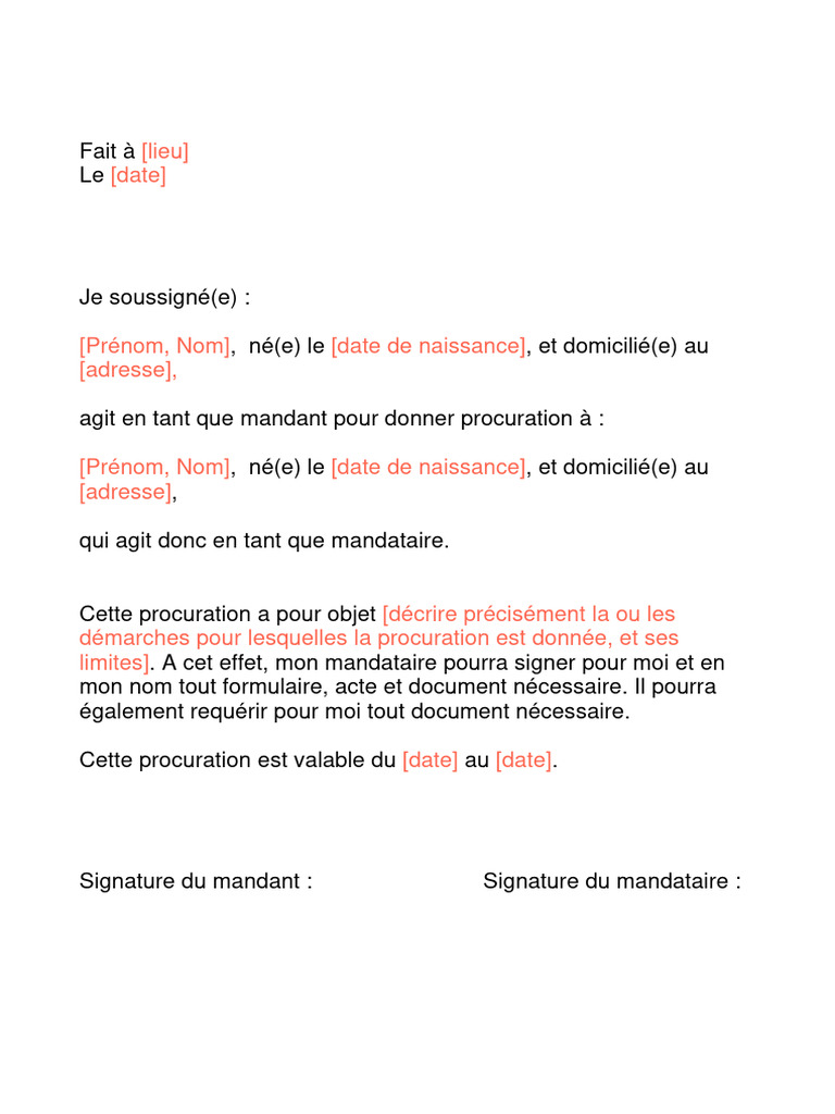 Modele Procuration Type | PDF