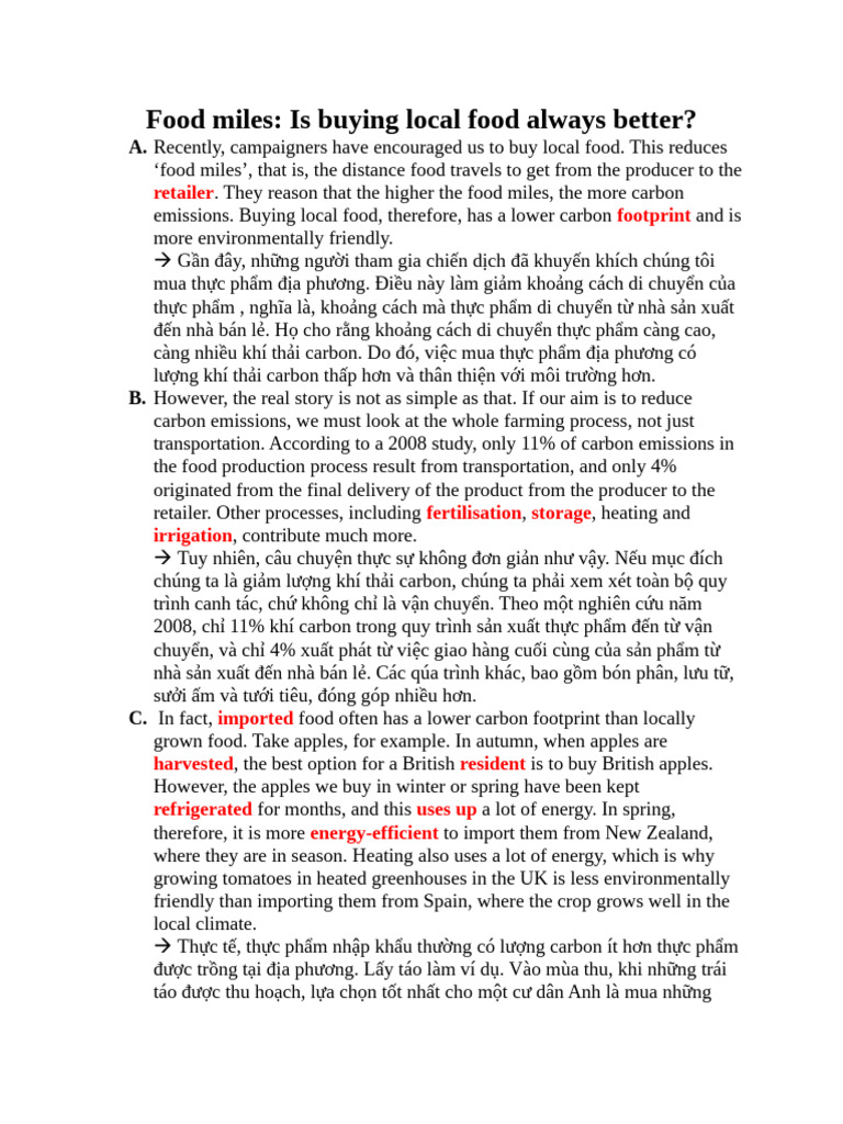 Food Miles | PDF