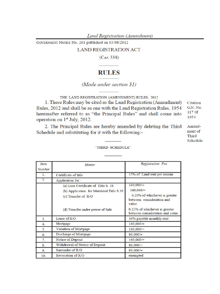 Rules For Land Registration Act | PDF