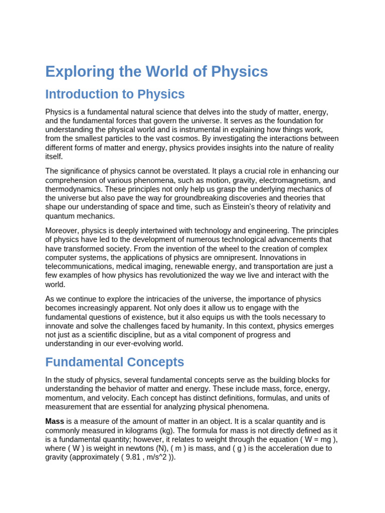 Exploring The World of Physics | PDF