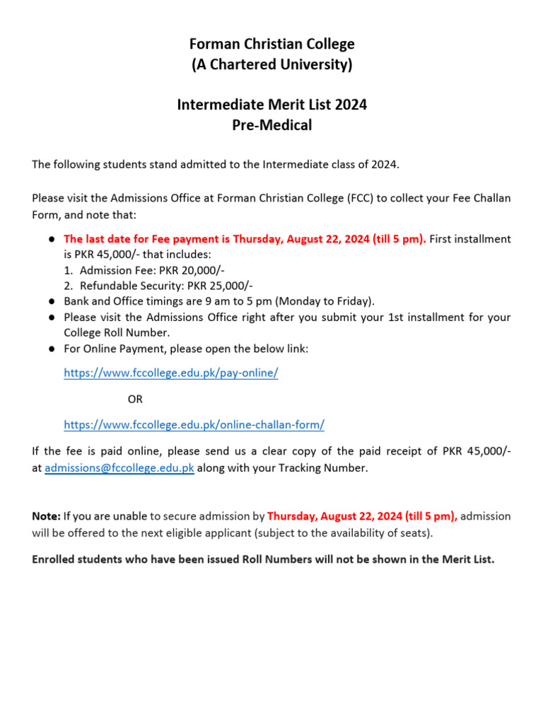 Merit List Pre Medical | PDF