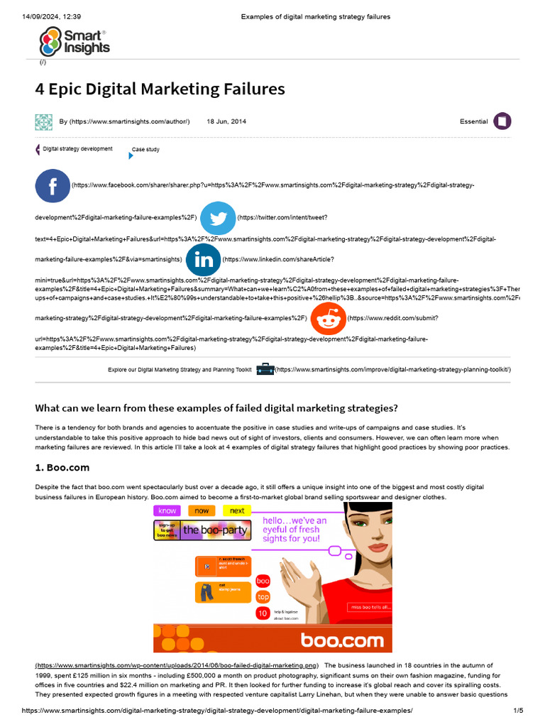 Examples of digital marketing strategy failures | PDF