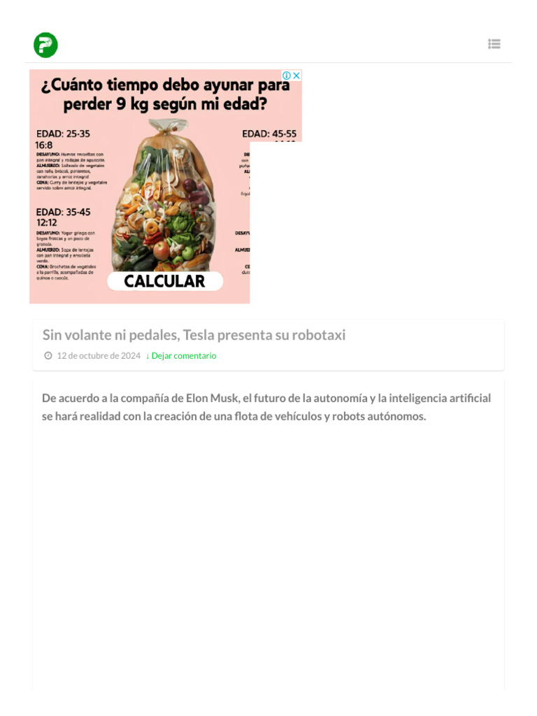 Sin Volante Ni Pedales, Tesla Presenta Su Robotaxi | PDF