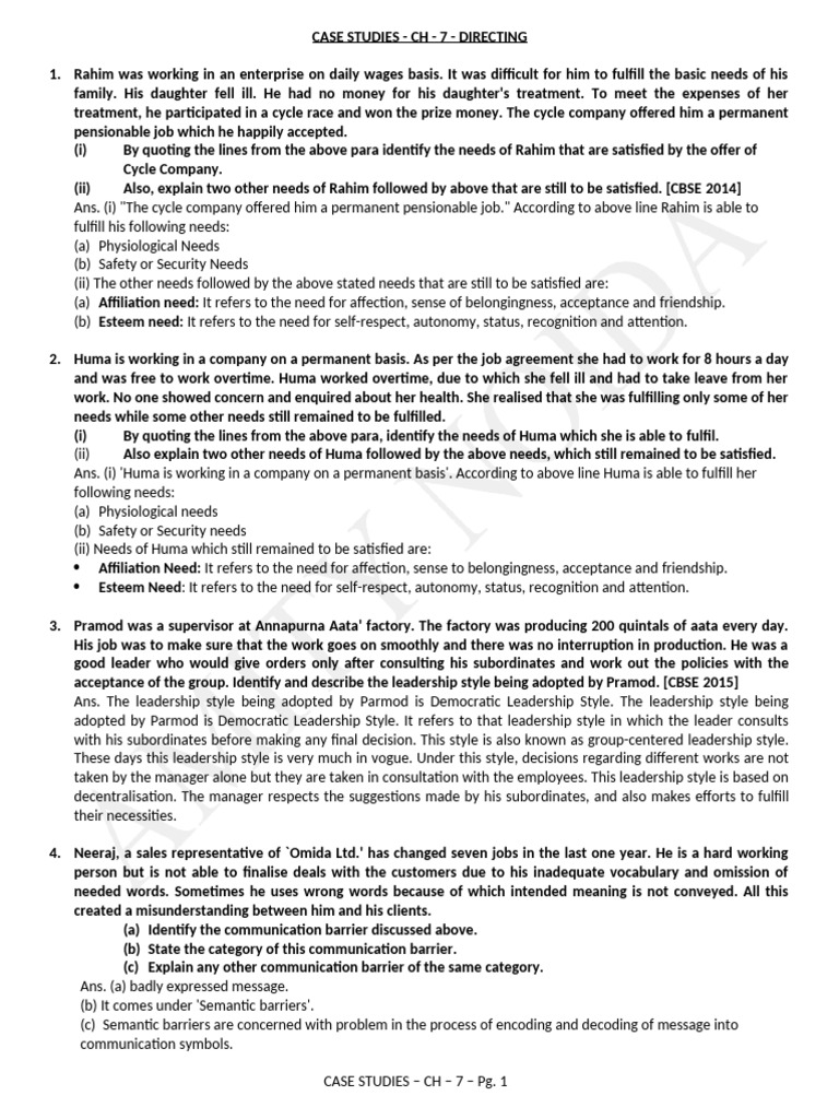 Ch -7 Case Studies - B. St. - Directing | PDF