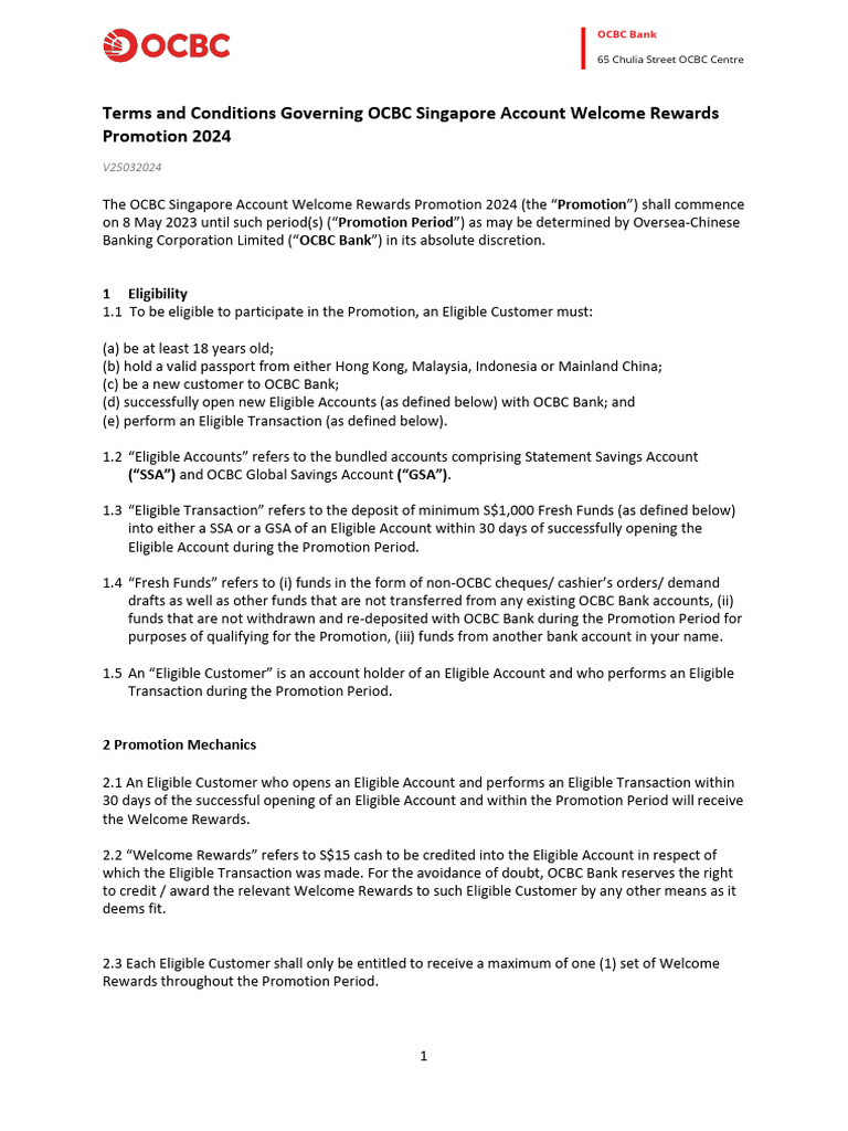 Ocbc Bank Instruation Document | PDF