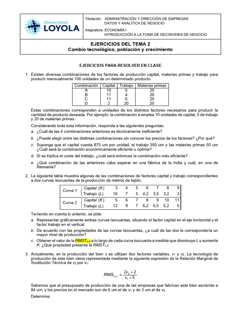 01 Ejercicios T2 ECON-ITDN | PDF