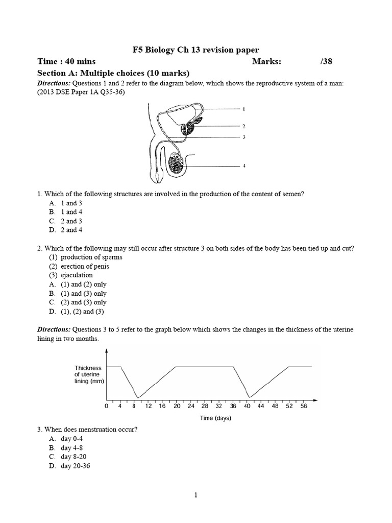 F5 Biology CH 13 Revision Paper | PDF