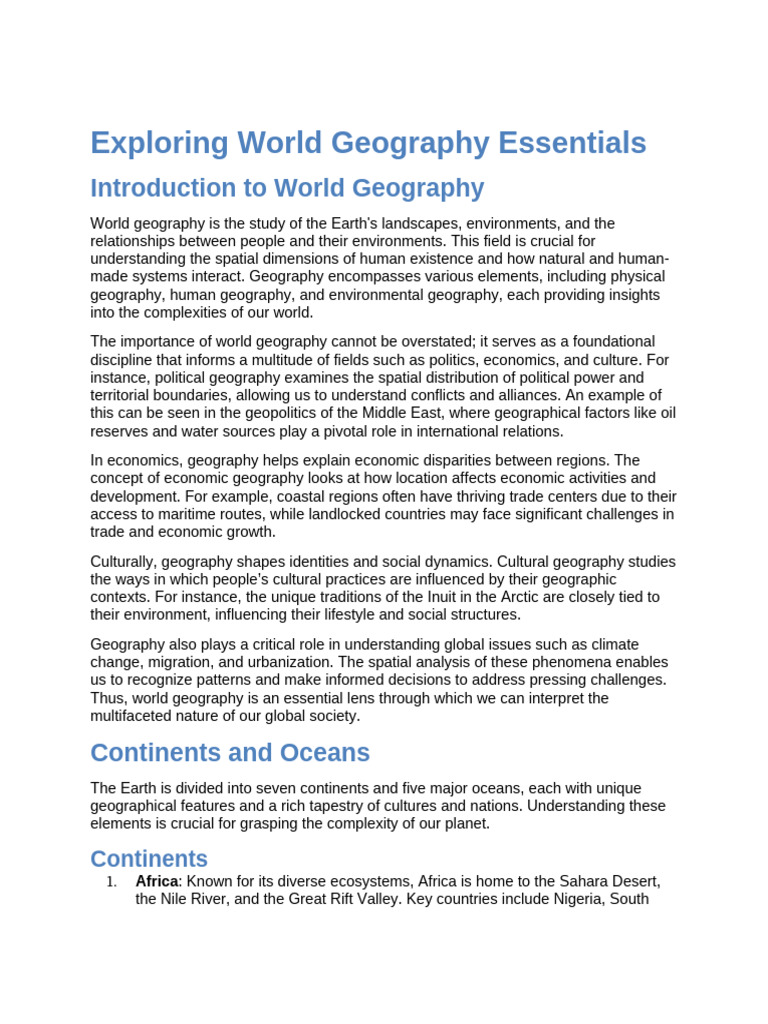 Exploring World Geography Essentials | PDF