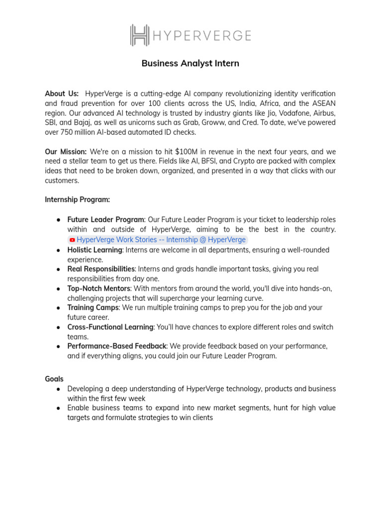 Business Analyst Intern JD 2024 | PDF