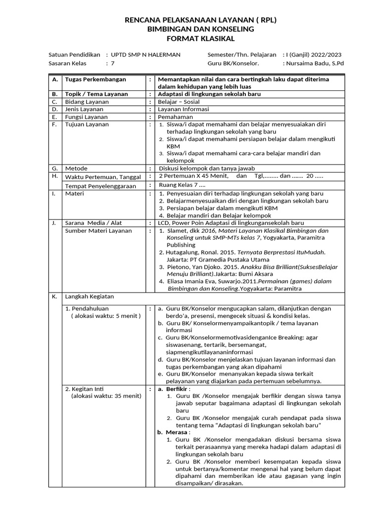 RPL Cara Belajar Di Sekolah Baru | PDF