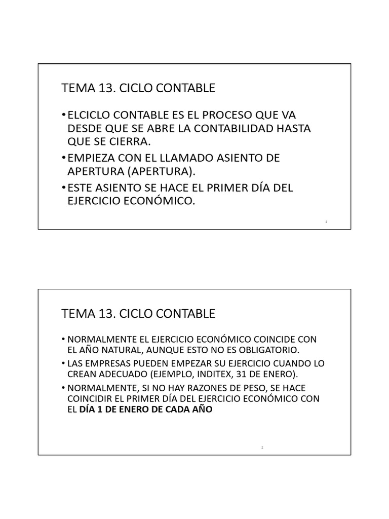 Tema 13. El Ciclo Contable | PDF