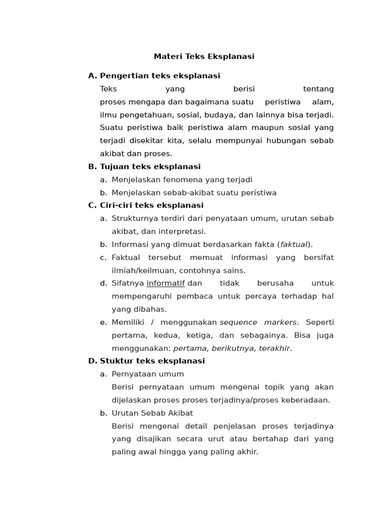 Materi Teks Eksplanasi KD 3.2 | PDF