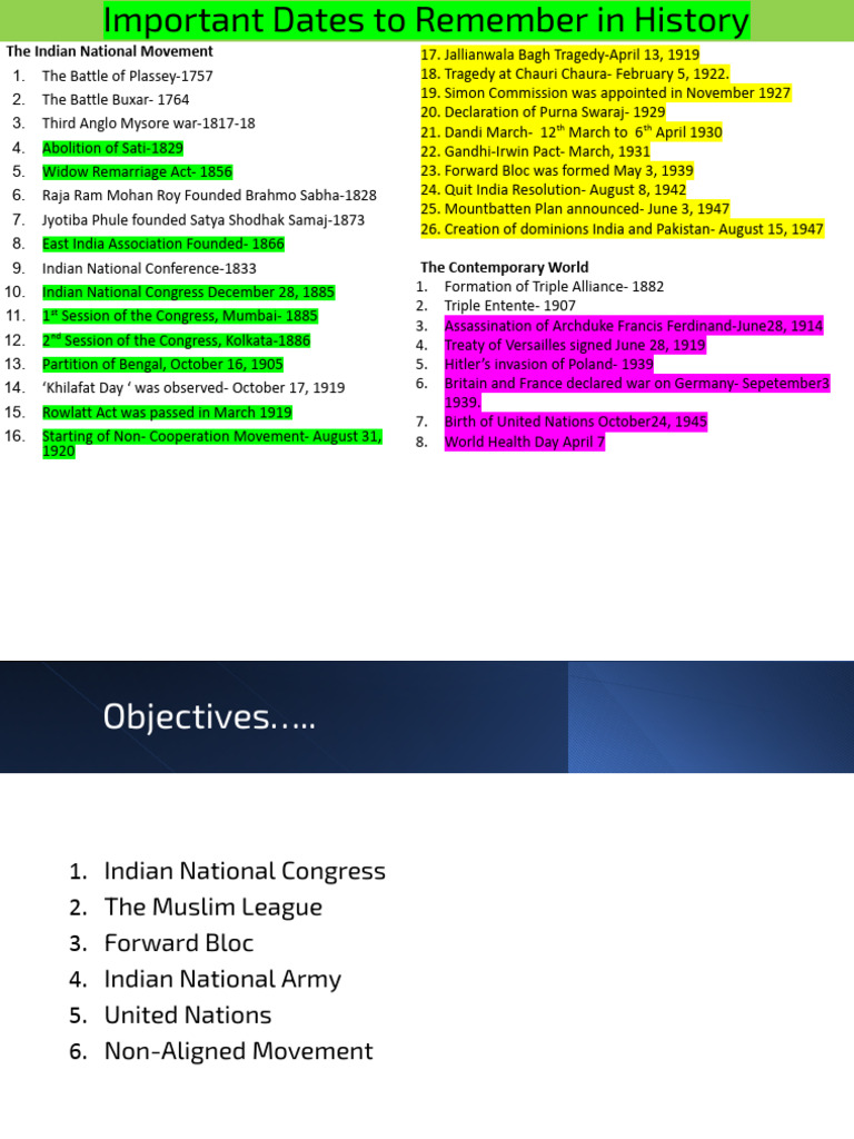 Key Historical Dates in Indian History | PDF | British India | History