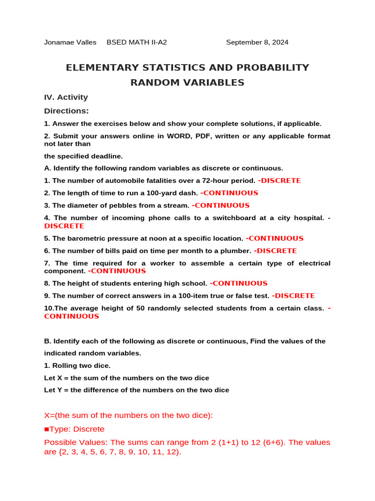 Random Variables | PDF
