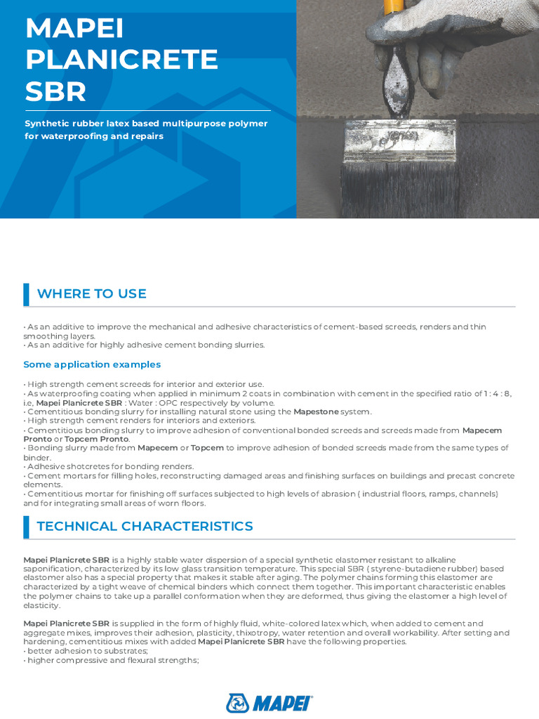 SBR - Mapei Planicrete | PDF