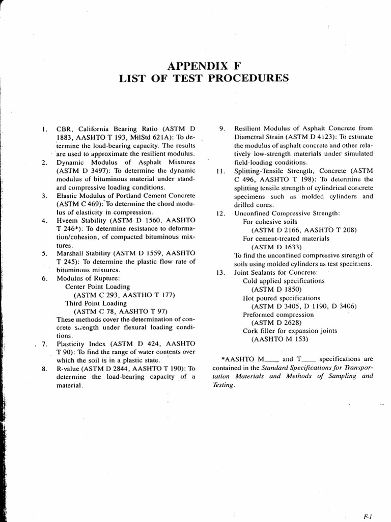 506-Appendix F List of Test Procedures | PDF