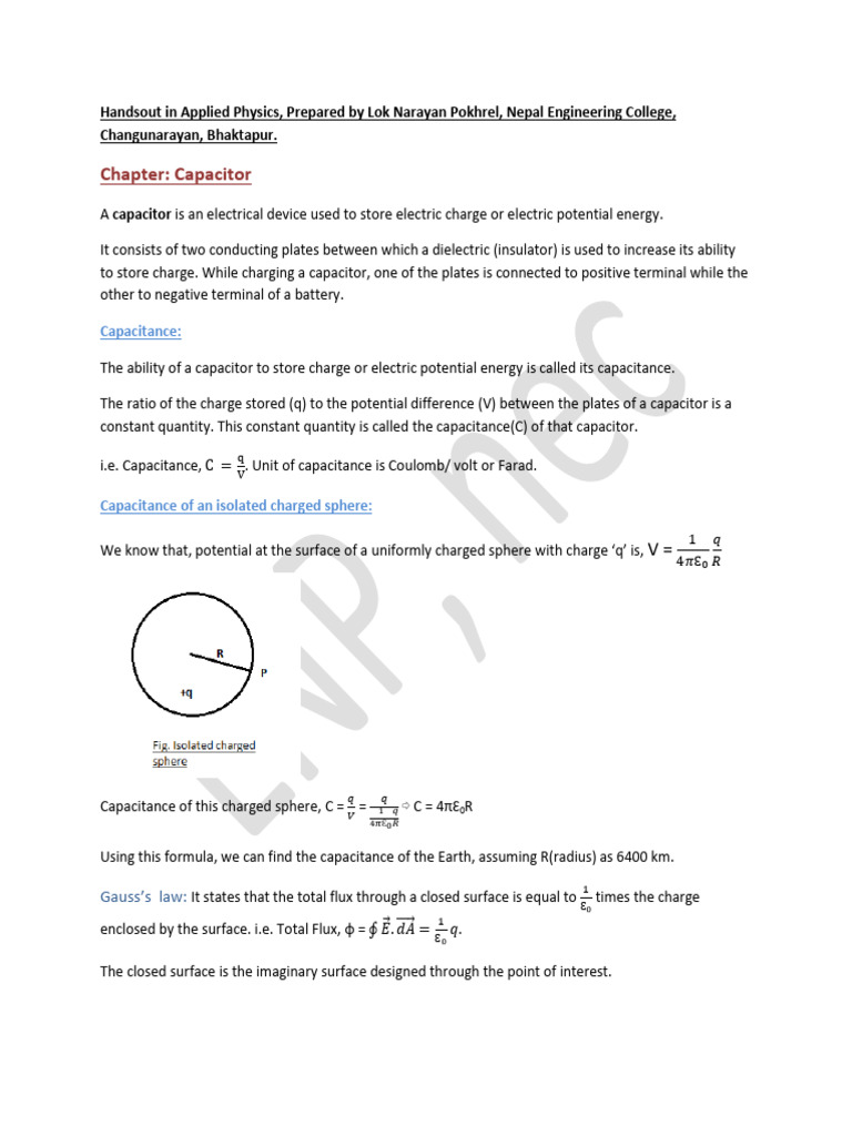 Capacitor Applied Physics, LNP | PDF