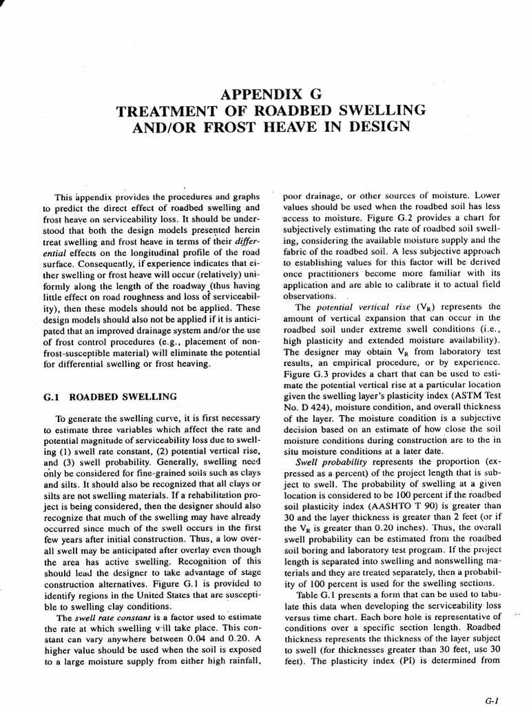 507-Appendix G Treatment of Roadbed Swelling | PDF