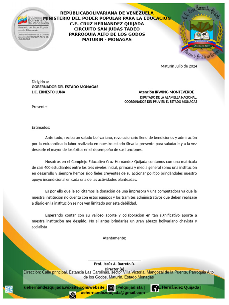 Carta Solicitando El Moderador para Acto de Graduacion | PDF