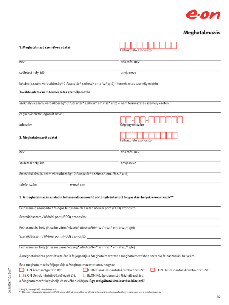 eon meghatalmazás | PDF