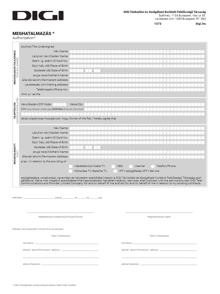 Digi Meghatalmazás | PDF