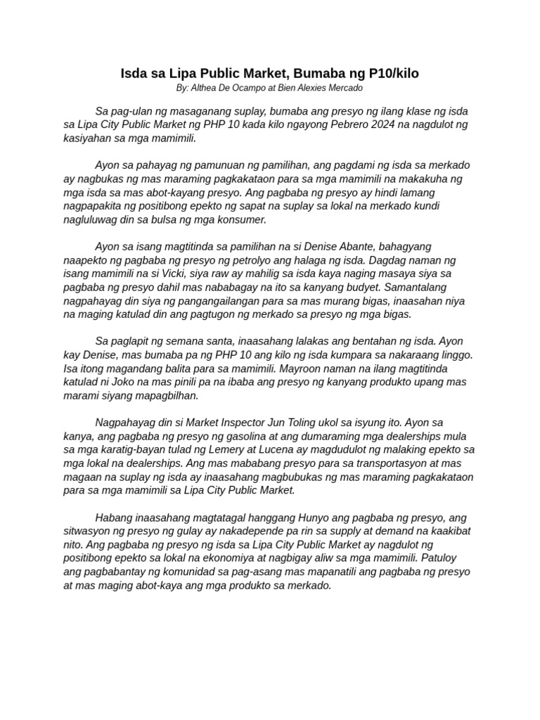 Balitang Komersiyo | PDF