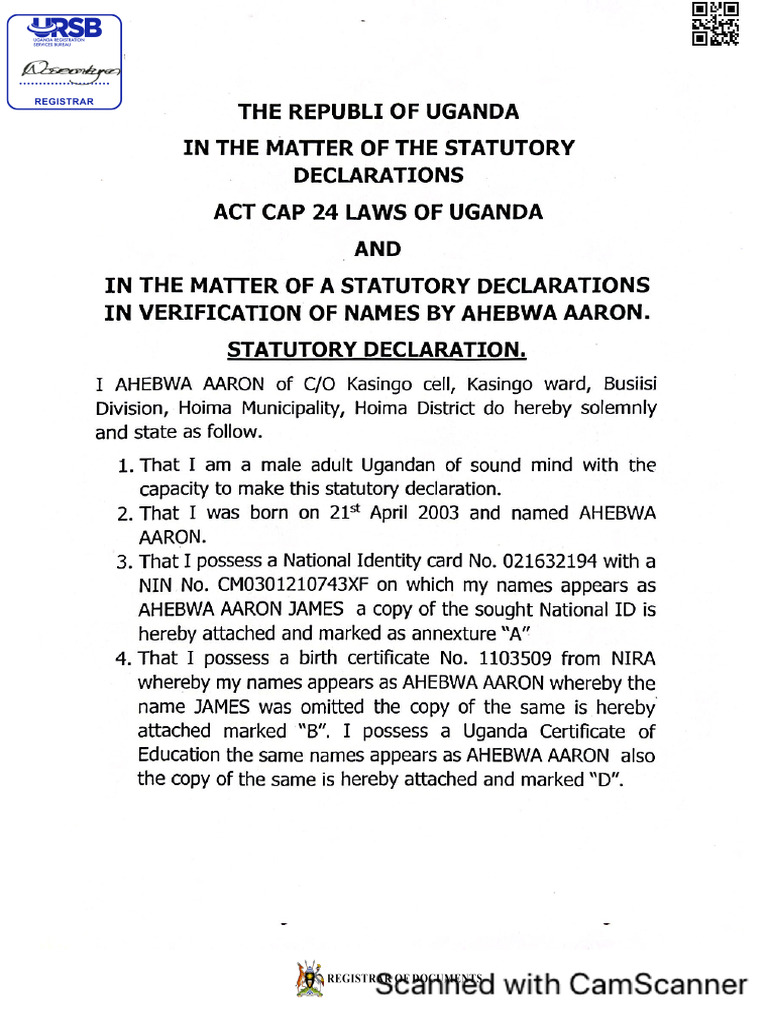 Statutory Declaration 1727959977809 | PDF
