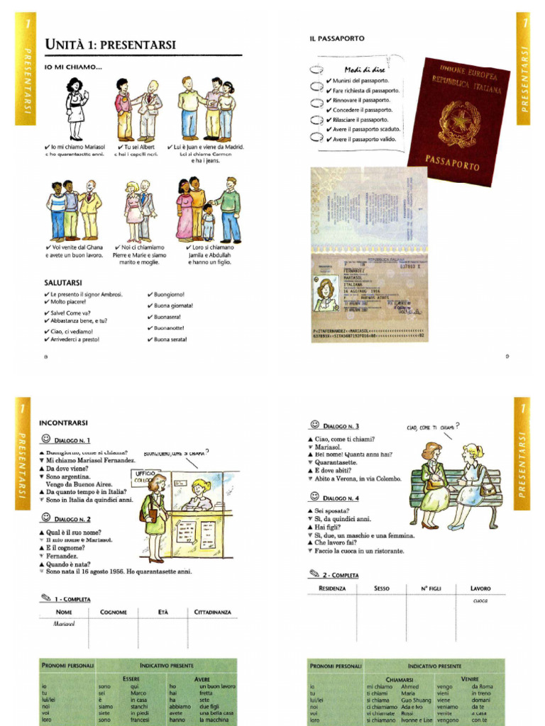 Lessico 1. Presentarsi | PDF
