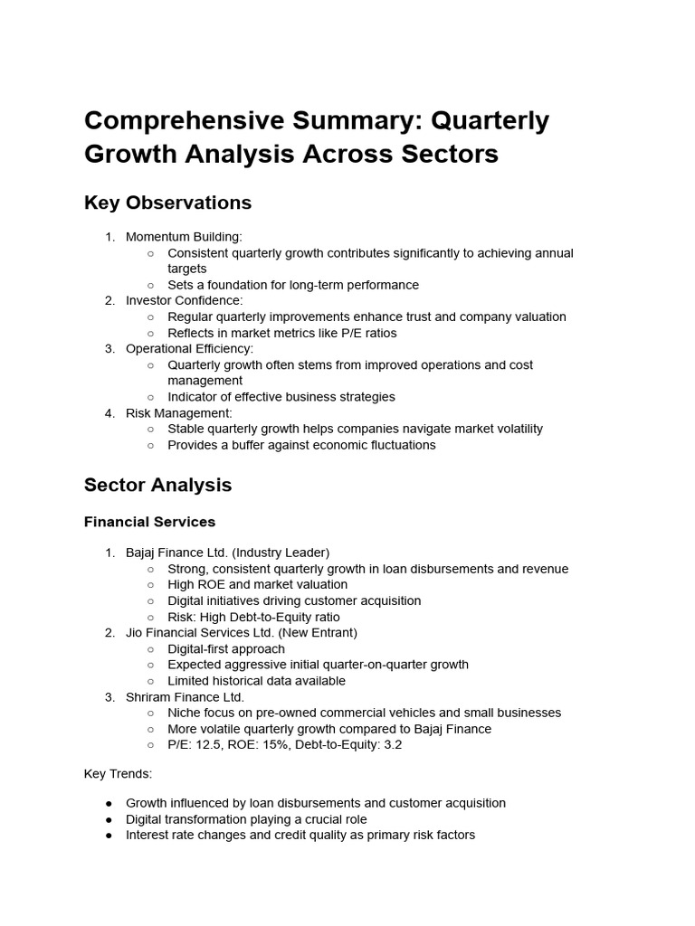 Quaterly Growth Analysis PPT Content | PDF