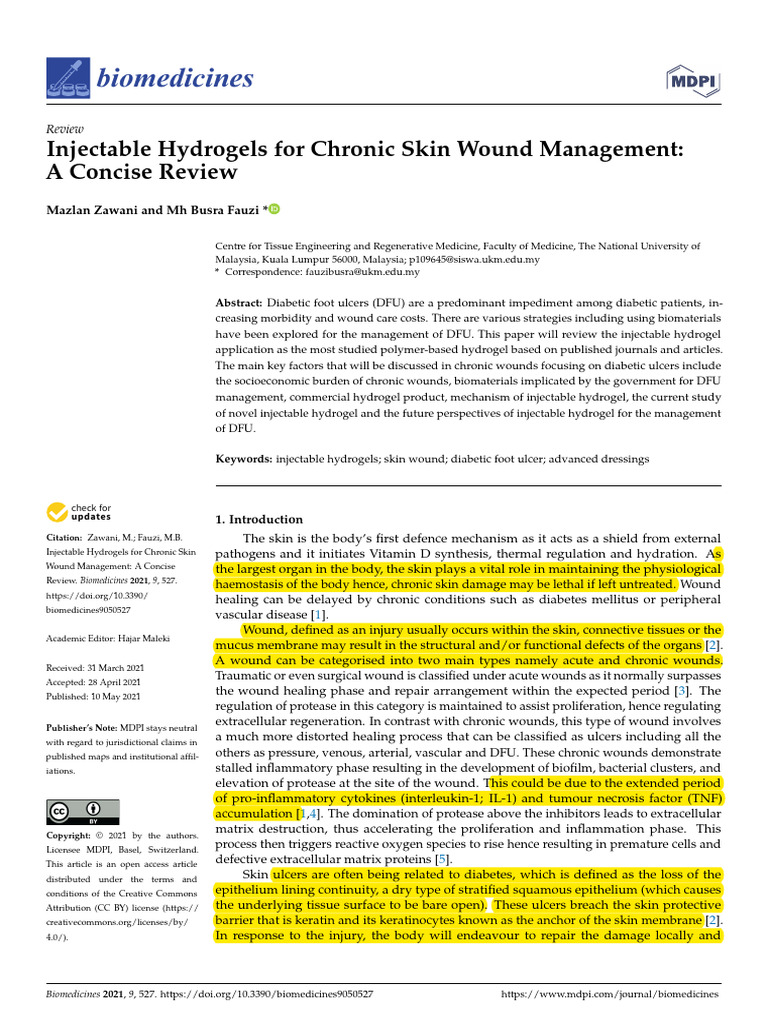 Hydrogels in Wound Healing | PDF