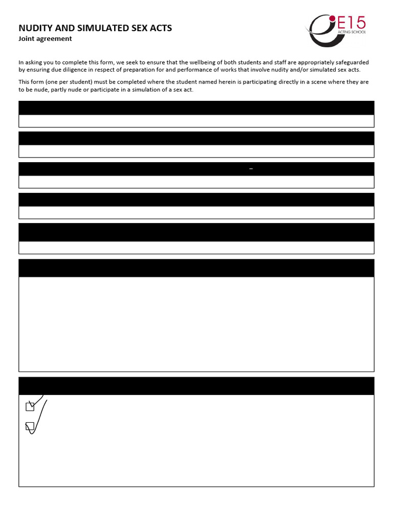 Agreement - Nudity and Simulated Sex Acts (August 2017) | PDF