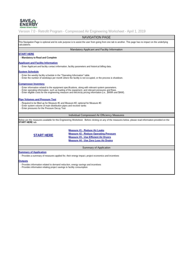 Retrofit Program Custom Worksheet Compressed Air IF | PDF