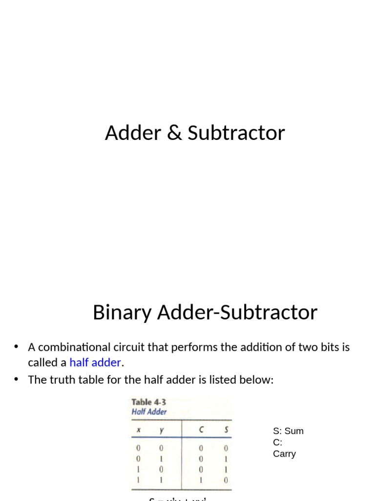 Adder Suctractor | PDF