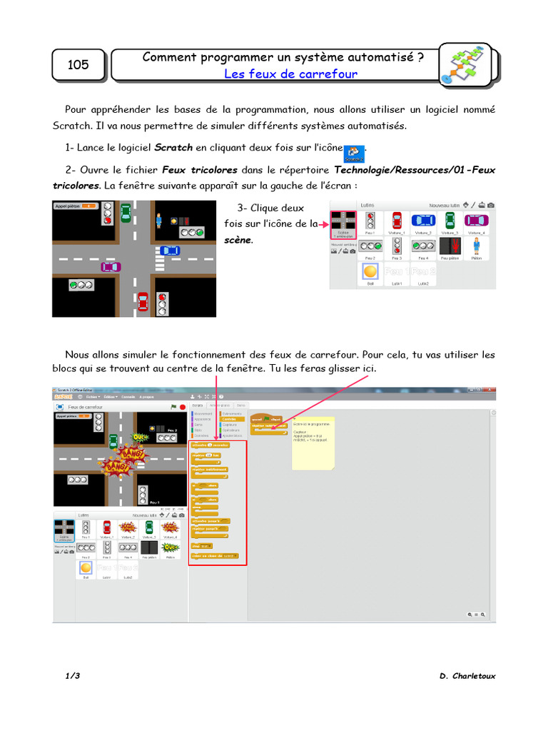 105a Comment Programmer Un Système Automatisé Feux Tricolores Elève | PDF