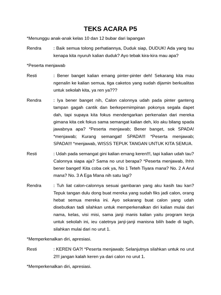 Teks Acara P5 | PDF