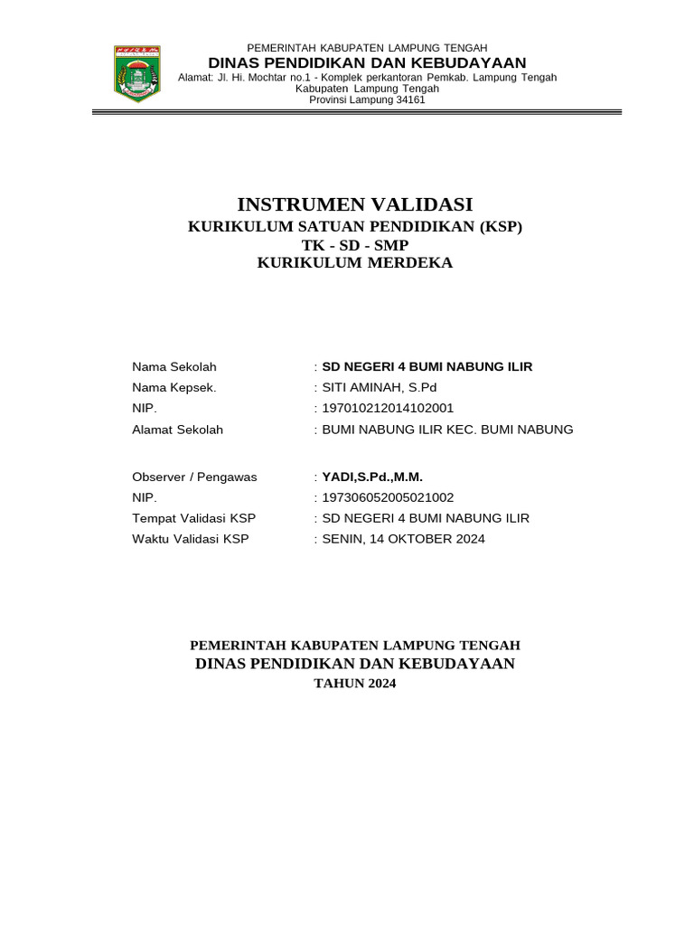 Instrumen validasi KSP_2024 | PDF