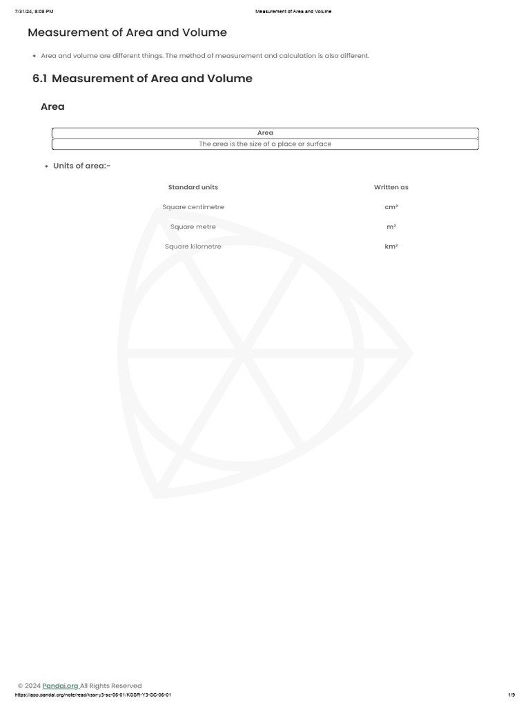 Area and Volume Measurement Guide | PDF | Volume | Litre