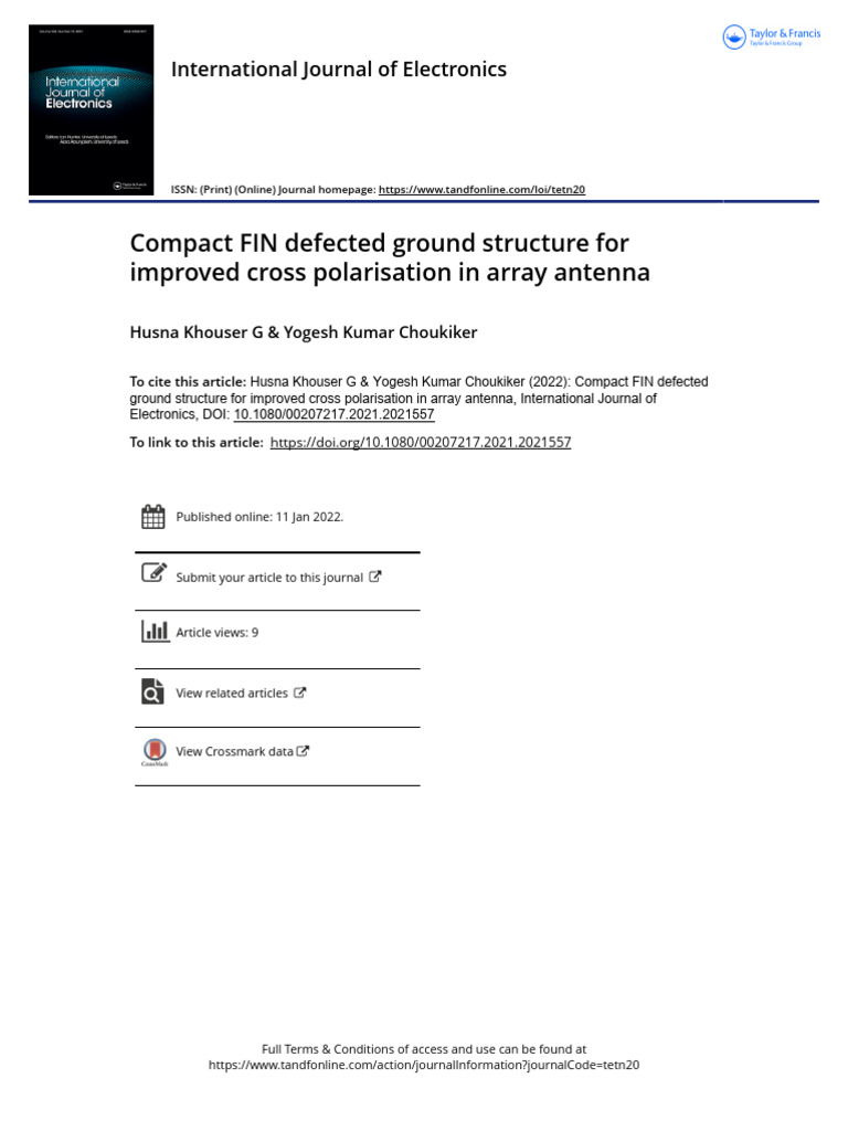 Compact FIN Defected Ground Structure For Improved Cross Polarisation ...