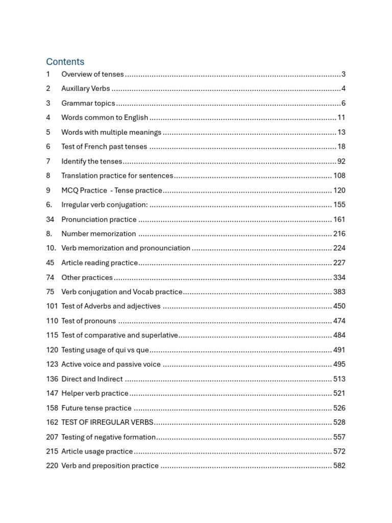 French Tenses and Grammar Overview | PDF | Linguistics | Syntax