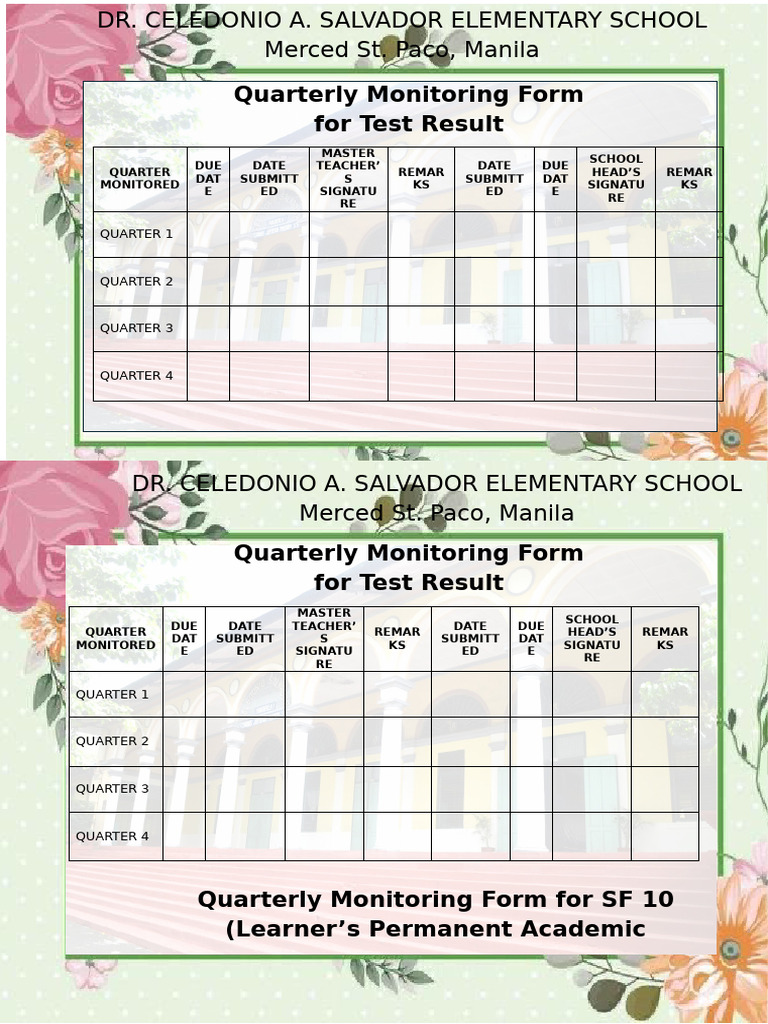 Monitoring Form | PDF