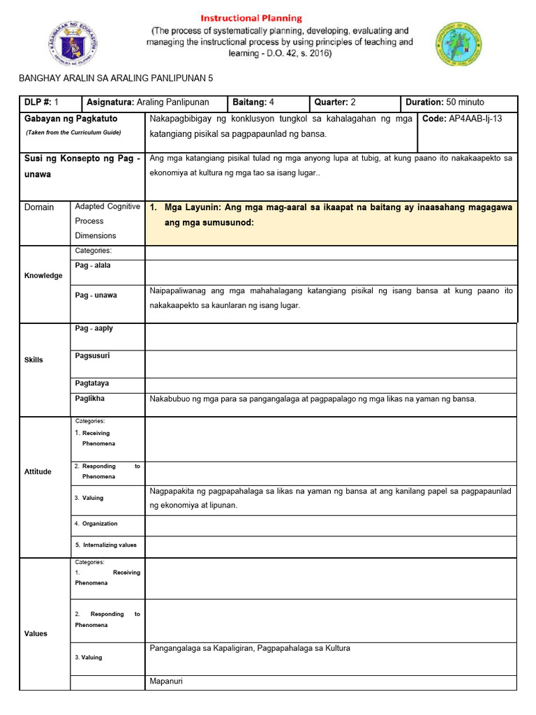 Araling Panlipunan Lesson Plan | PDF