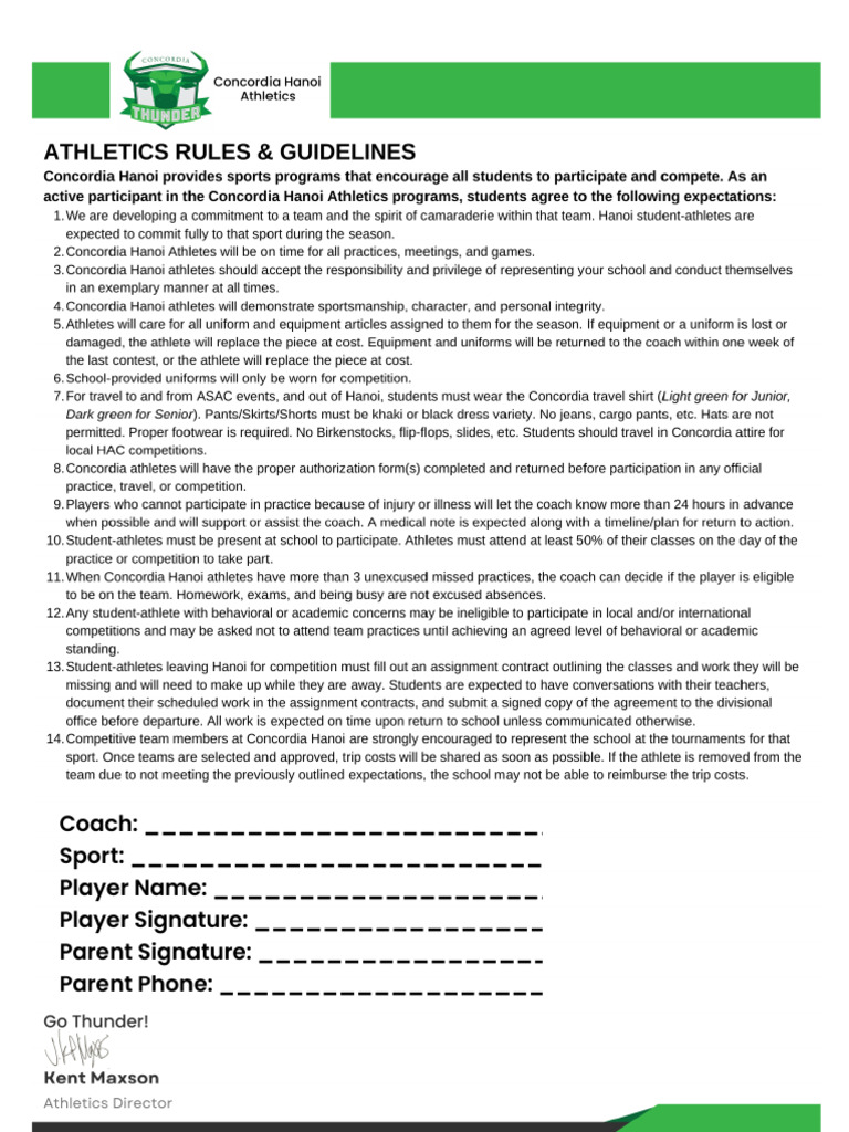 Student-Athlete Code of Conduct, Rules & Regulation, Contract | PDF